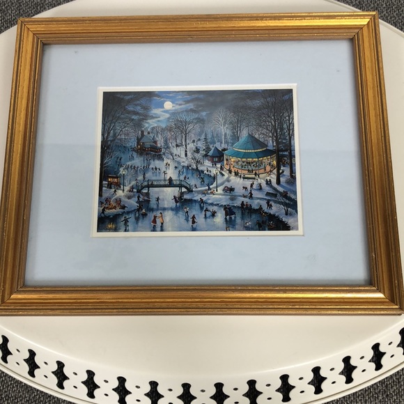 Art | Karl Doerflinger The Winter Carousel Party Matted Gold Framed ...